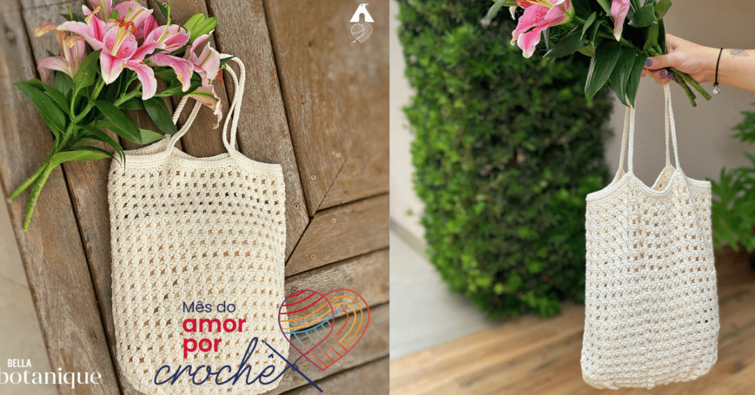 Sacola ecobag de crochê Bella com passo a passo da receita