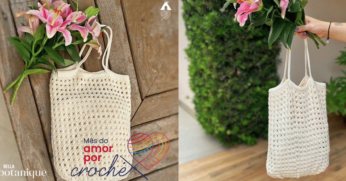 Sacola ecobag de crochê Bella com passo a passo da receita