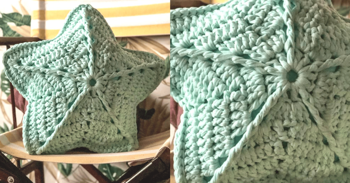 Faça a linda almofada em formato de estrela em crochê: Passo a passo ...