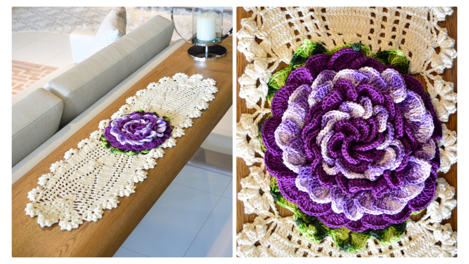 Caminho de Mesa Mega Flor com Gráfico e Receita