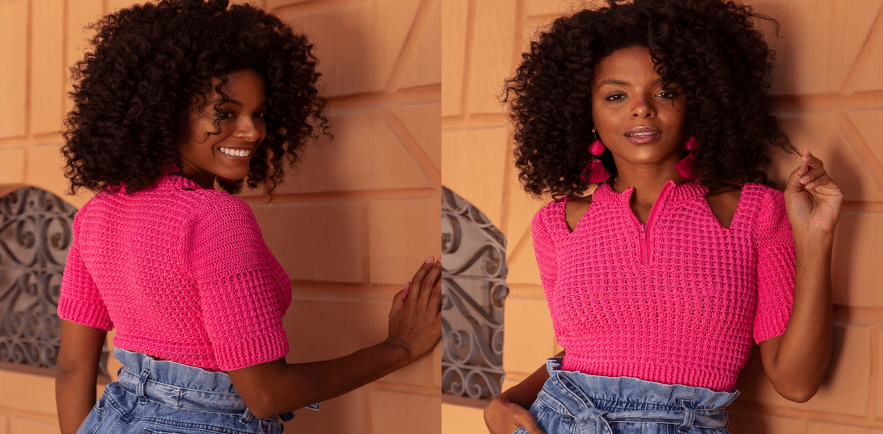 Cropped de crochê Gália: Receita e gráfico