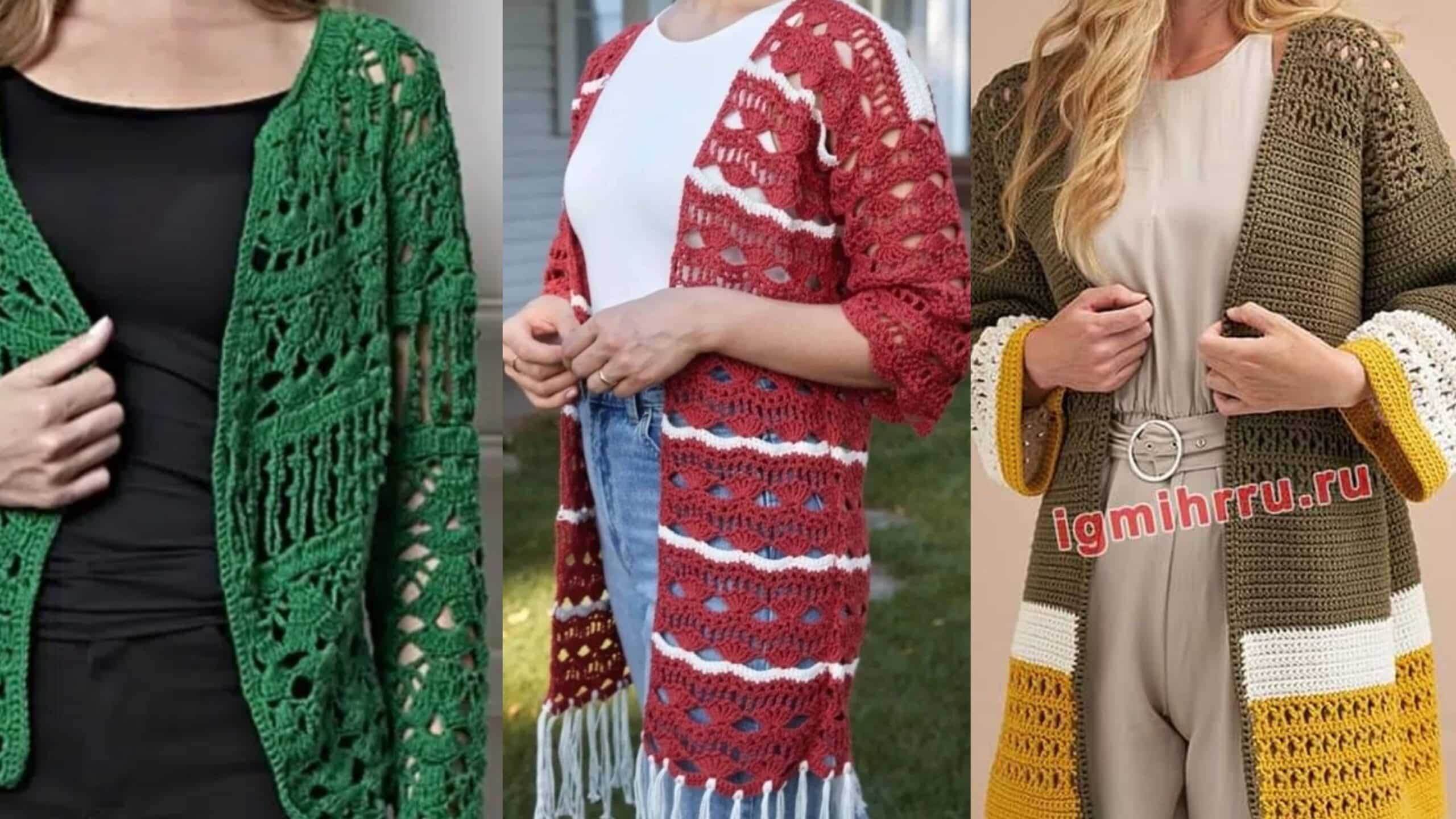 Cardigan de Crochê: 16 Inspirações e Gráficos para Fazer Agora