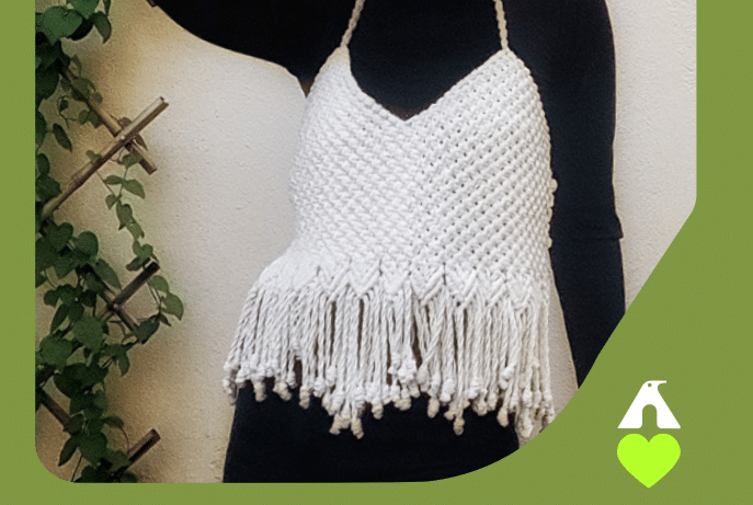 Top de macramê fácil – Feito com fio Pingouin MACRAMÊ