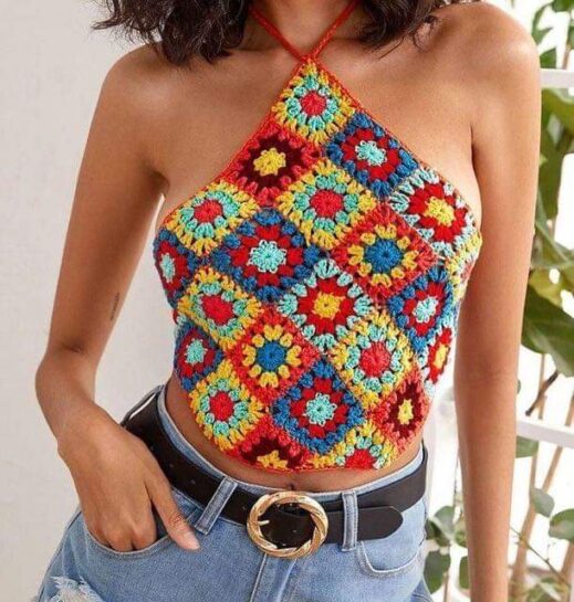 40 Croppeds de Crochê Bem Fáceis com União de Quadradinhos