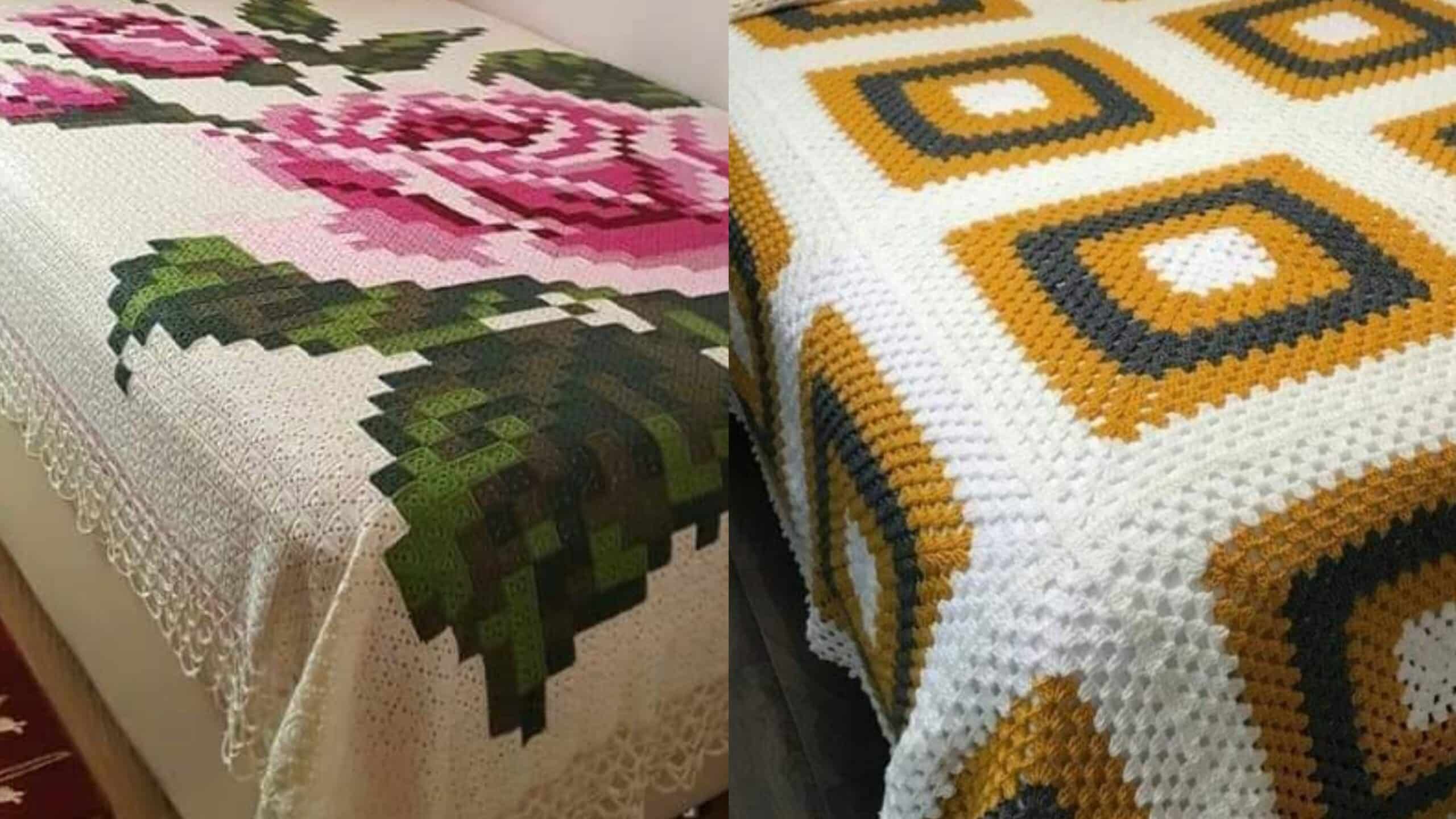 35 Colchas de Crochê: Inspirações e Gráficos Parte 2