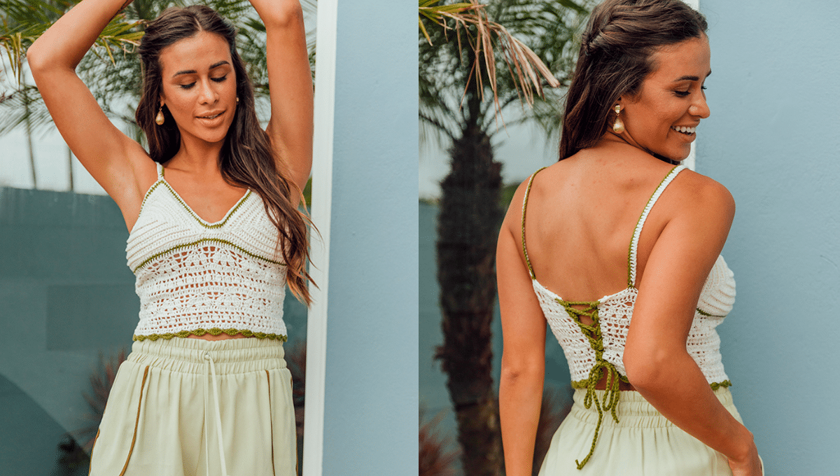 Cropped de Crochê Milla Passo a Passo com Gráficos