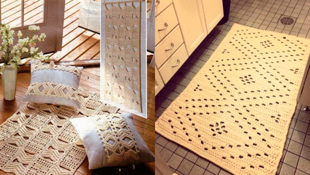 10 Tapetes de Crochê Retangular - Modelos Lindos com Graficos e Receita