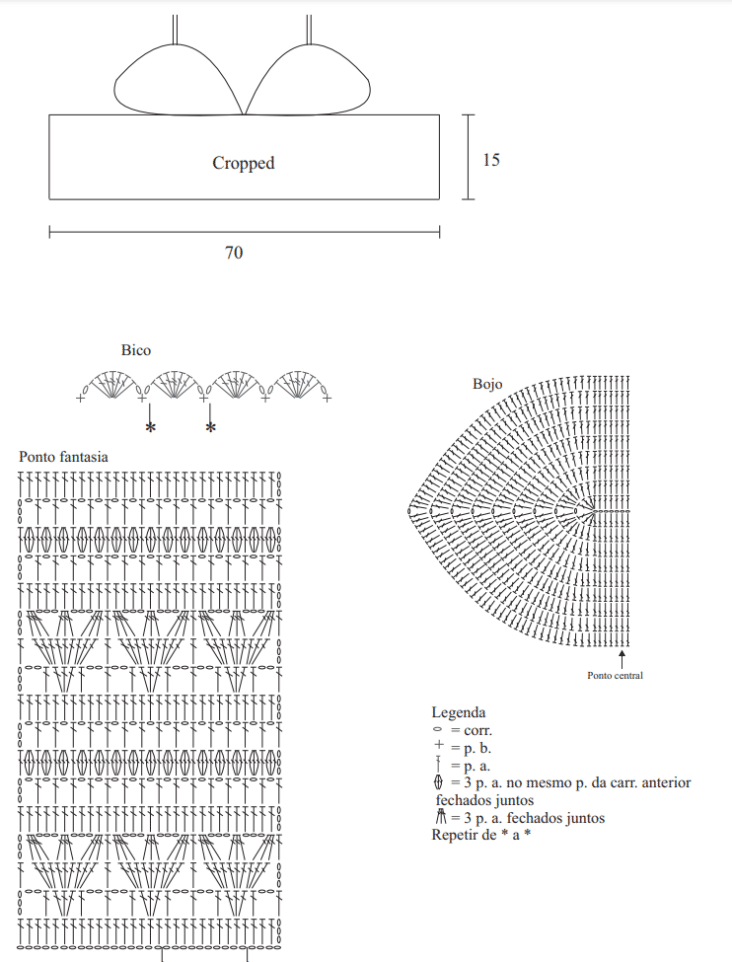 Cropped de Crochê Milla Passo a Passo com Gráficos