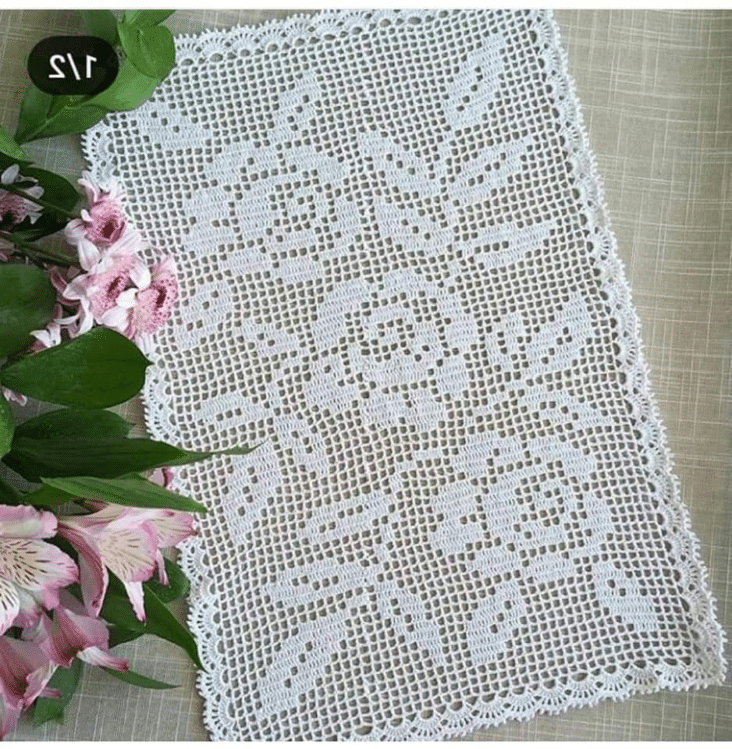 Caminhos de Mesa em Crochê Filé com Gráficos: Desenhos Incríveis para ...