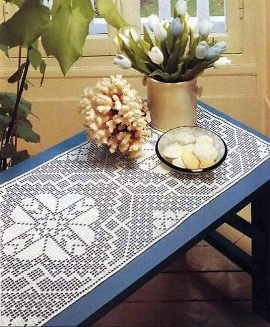 Explorando a Beleza e a Tradição: Caminhos de Mesa em Crochê Filé