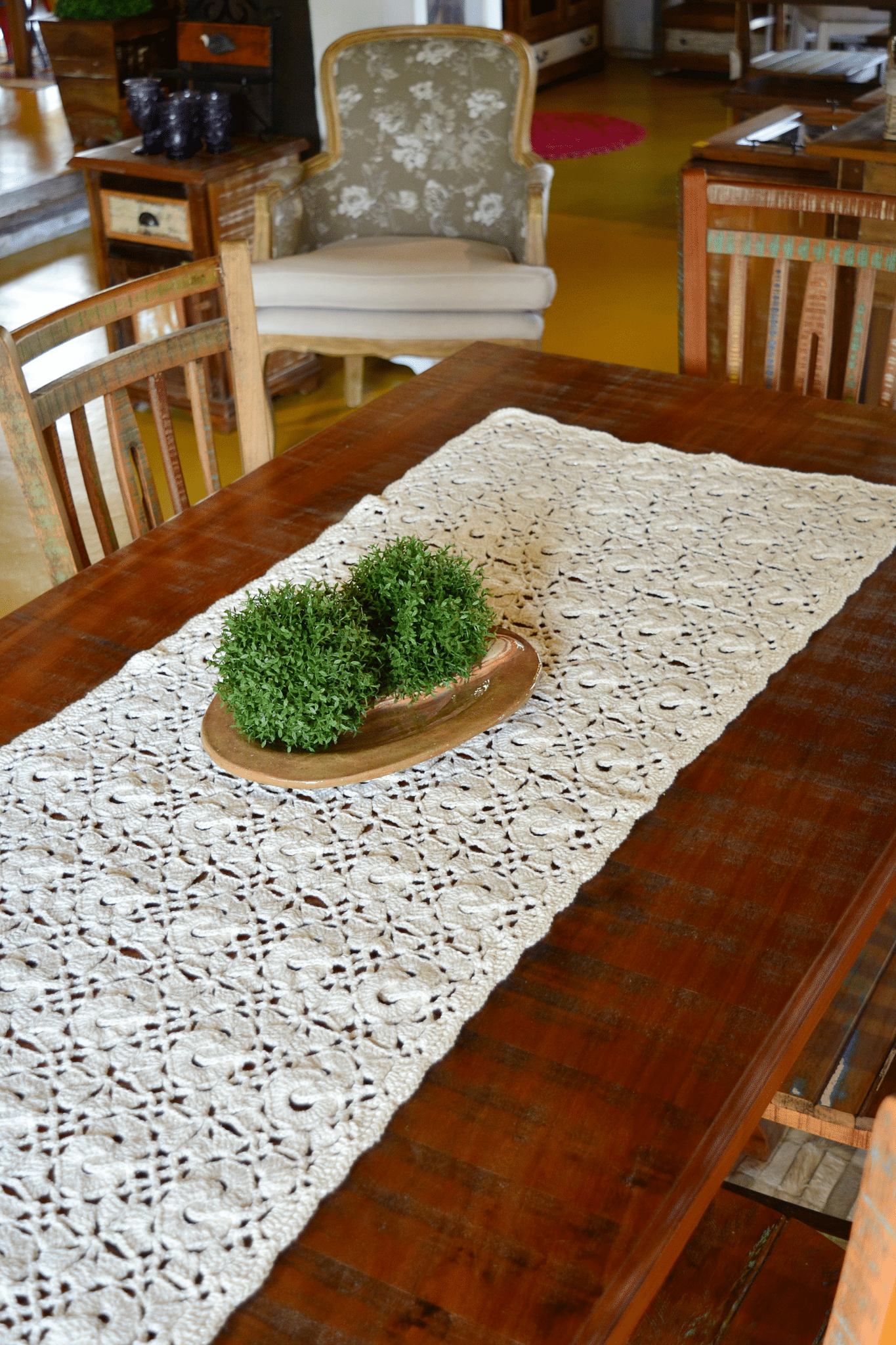Receita Caminho de Mesa de Crochê Retangular Argolas: Elegância e ...