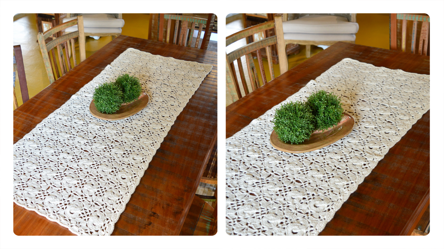 Receita Caminho de Mesa de Crochê Retangular Argolas: Elegância e ...