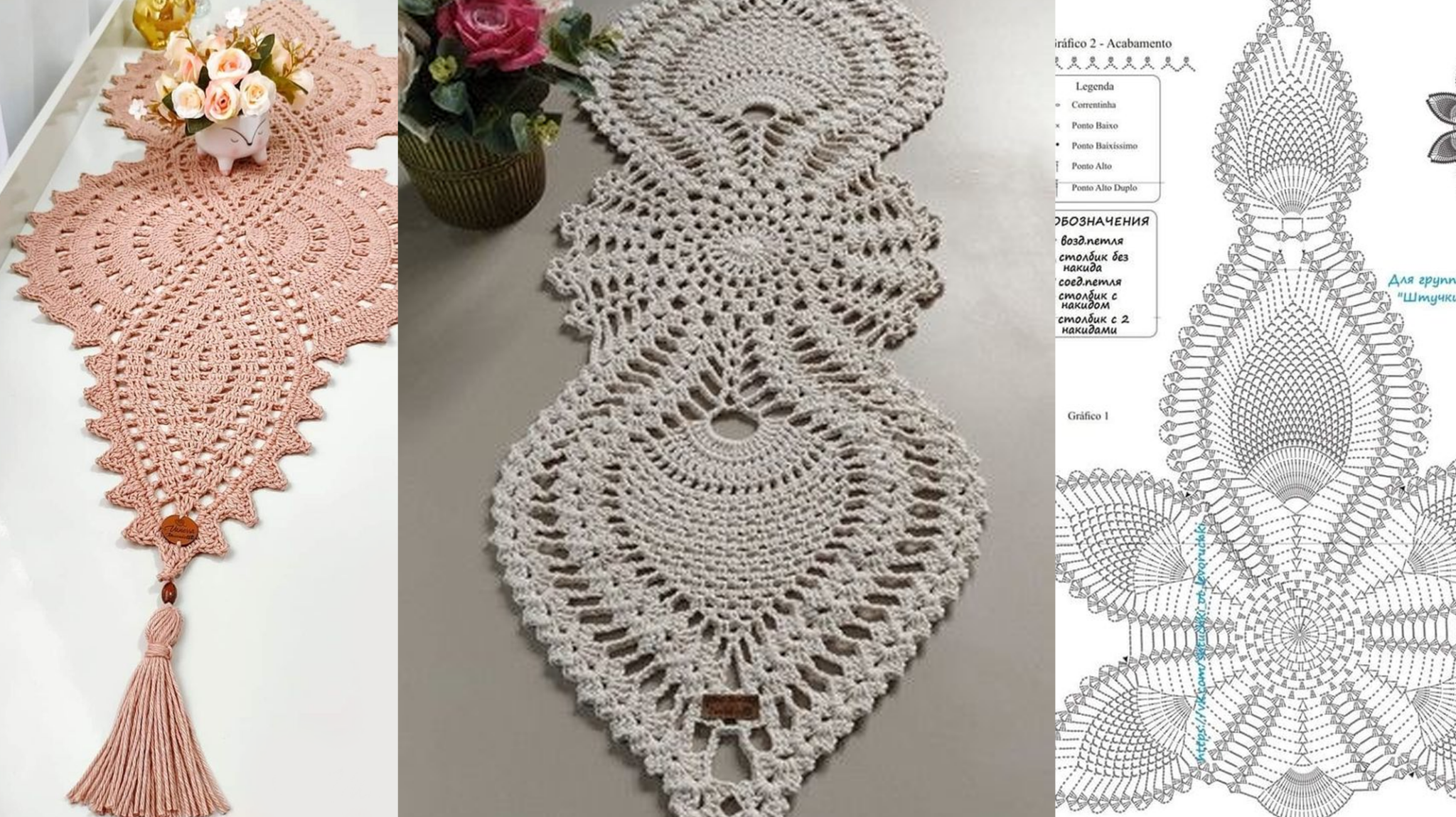 Confira esses incríveis Trilhos de Mesa de Luxo em Crochê com Gráficos!