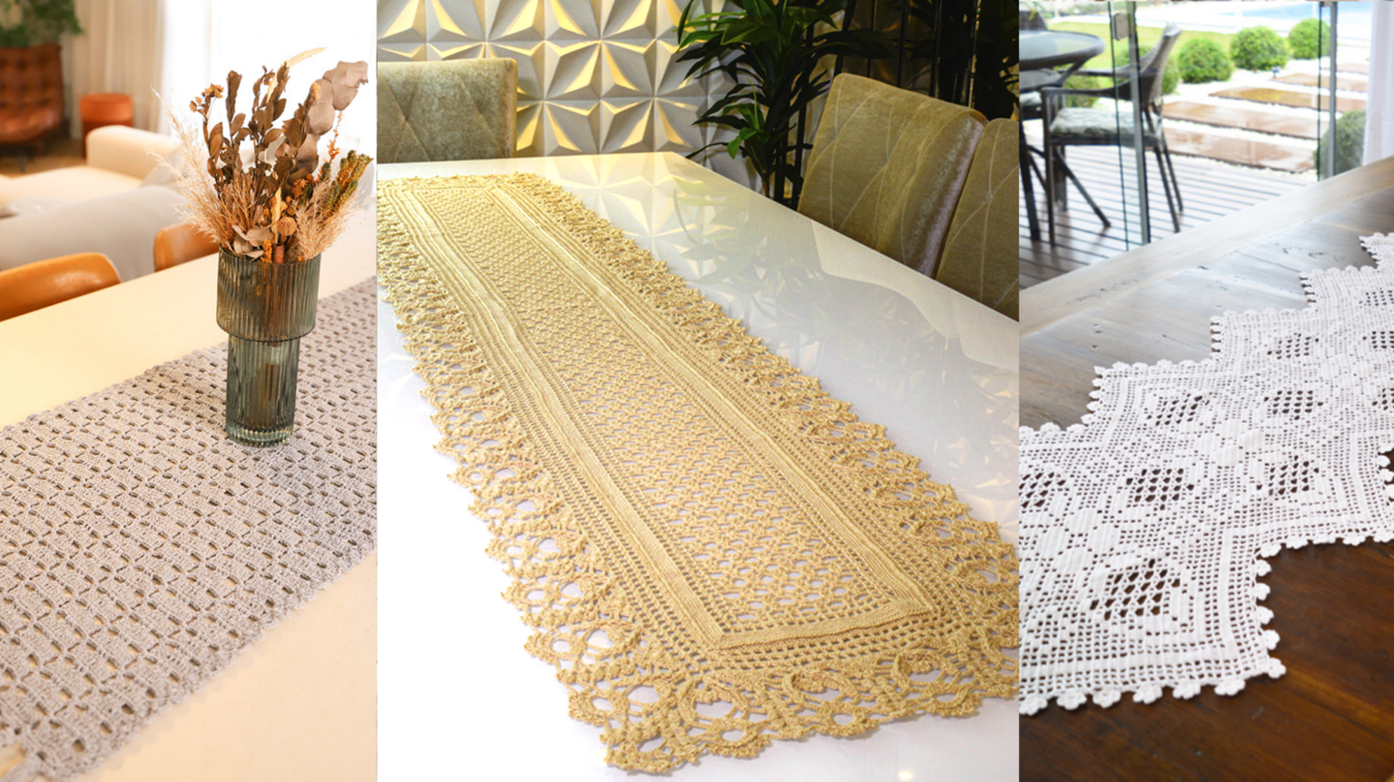 Os 3 Trilhos de Mesa em Crochê com receita COMPLETA que Mais Vendem no Fim do Ano
