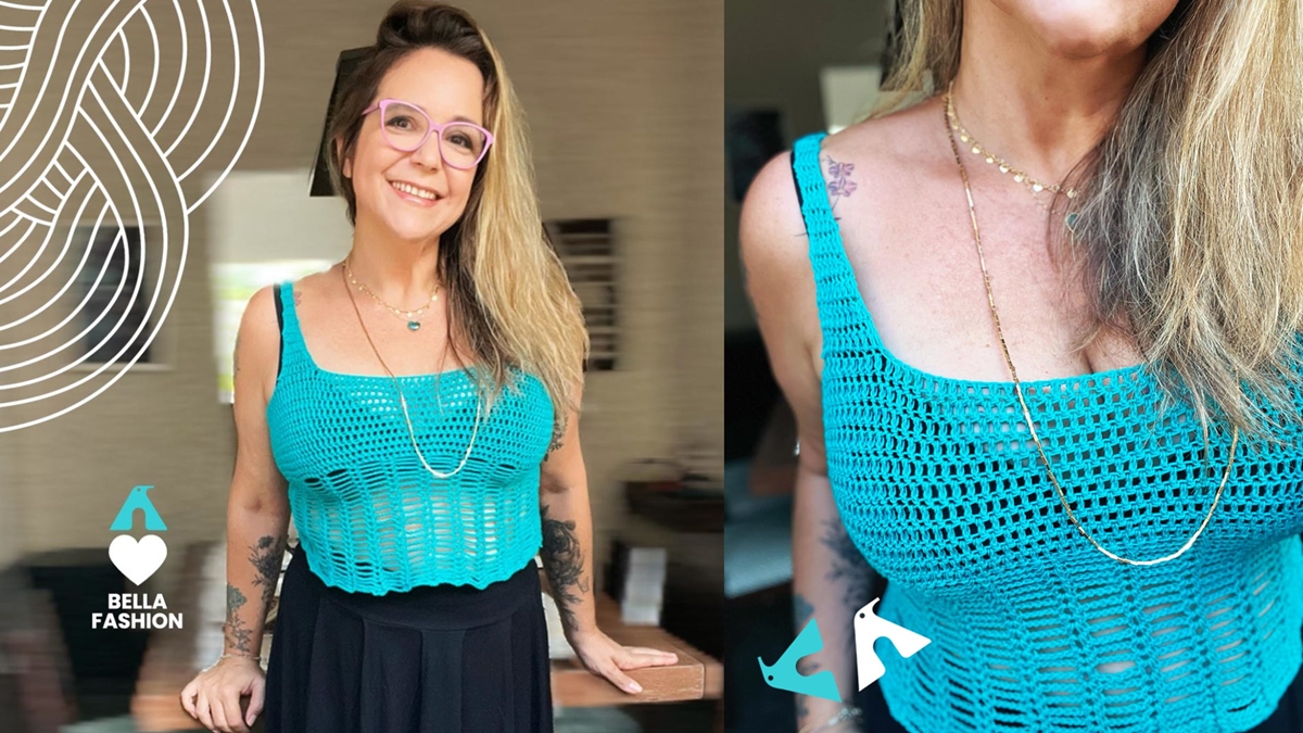 Cropped de Crochê Cassandra Azul: Faça o Seu!