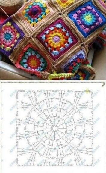 24 Squares de Crochê com Gráficos para Usar nos Seus Projetos!