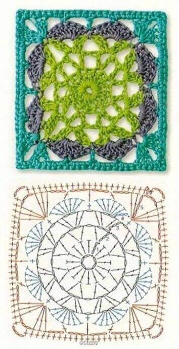 24 Squares de Crochê com Gráficos para Usar nos Seus Projetos!