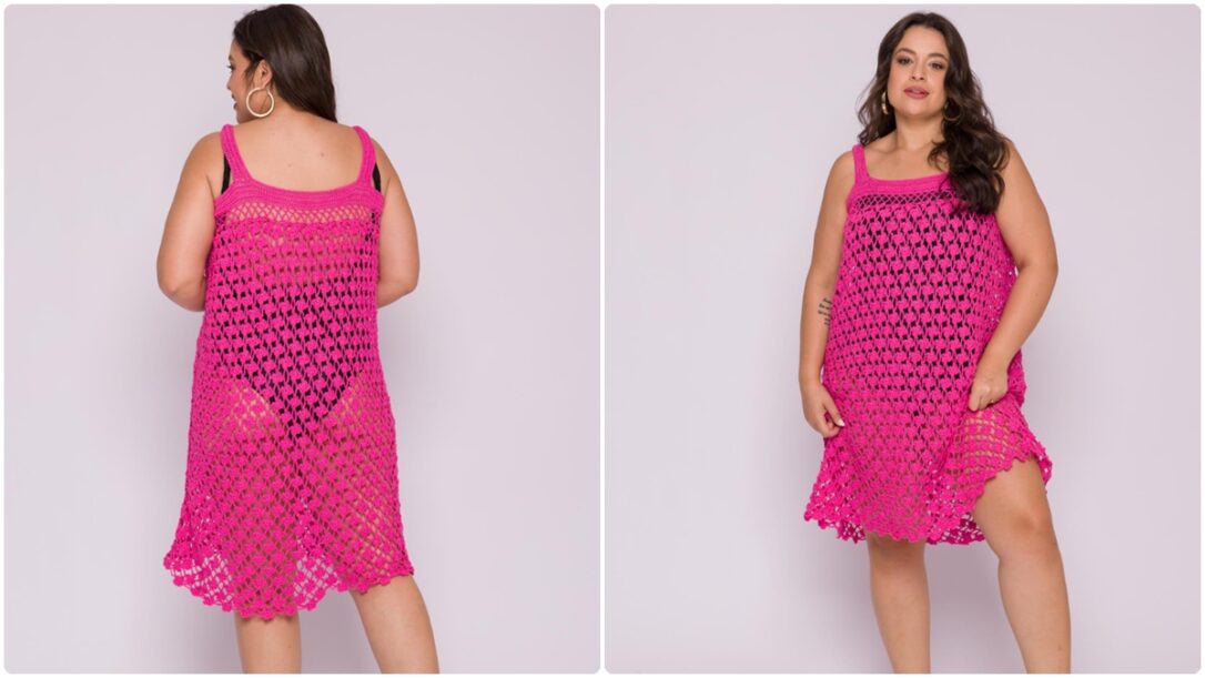 Saída de Praia em Crochê Rosa-Cítrico: Charme e Beleza!